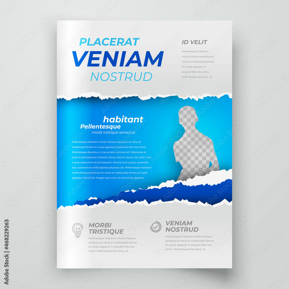 Flyer torn paper Cover design template blue color vector Stock Vector ...