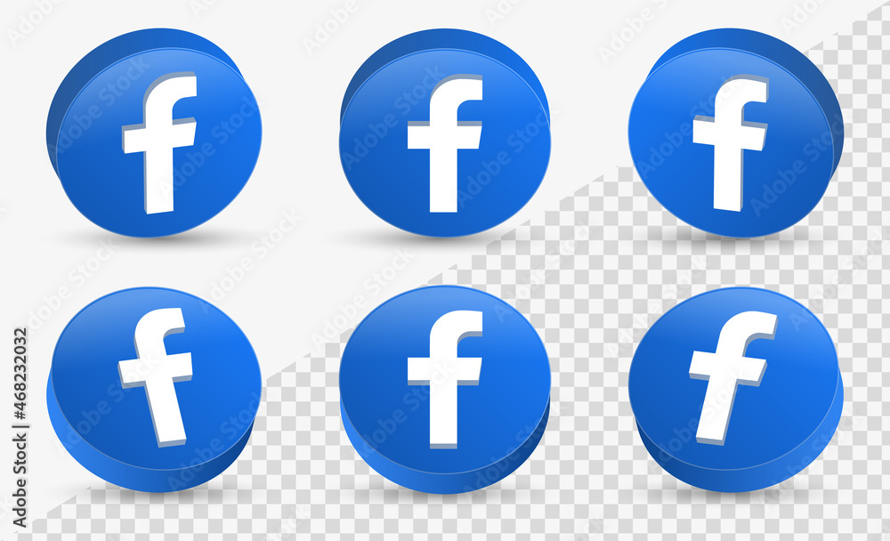 3D Facebook logo, facebook circle button icon 3d, popular social media ...
