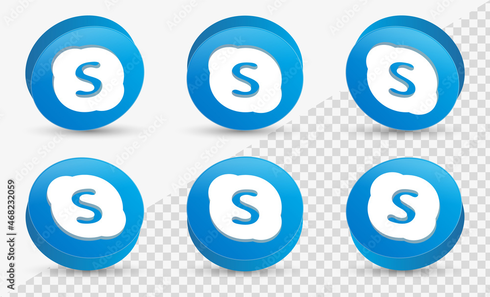 3D Skype logo, skype circle button icon 3d, popular social media logos ...