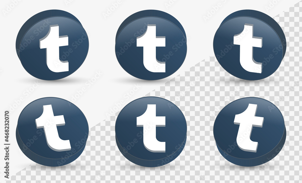 Vektorová grafika „3D Tumblr logo, tumblr circle button icon 3d ...
