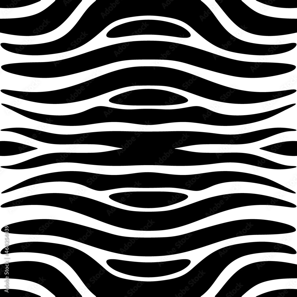 Zebra skin ornament. Curved stripes seamless pattern. Animal fur ornate ...