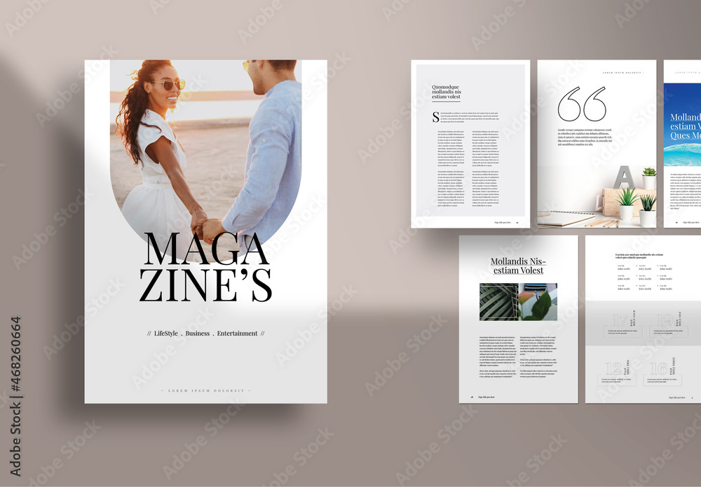 Minimalist Magazine Booklet Layout Stock Template | Adobe Stock