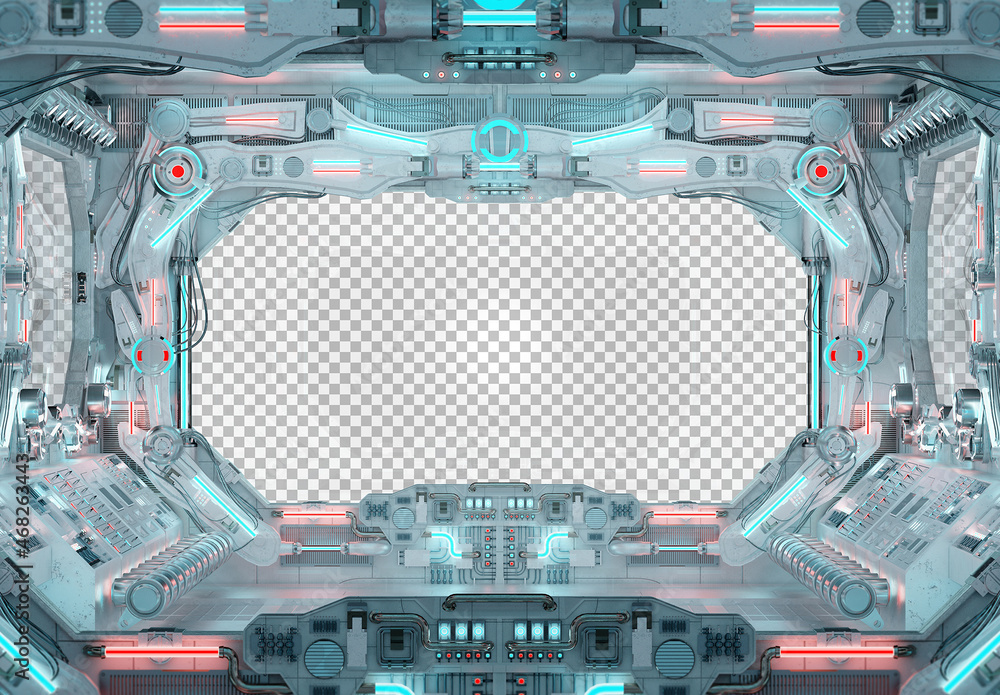 Spaceship Cockpit Interior Mockup with Isolated Window Stock Template ...