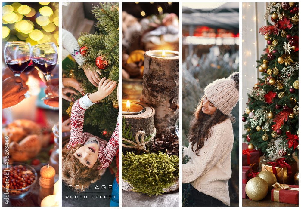 Photo Collage Strip Effect Mockup Stock Template | Adobe Stock