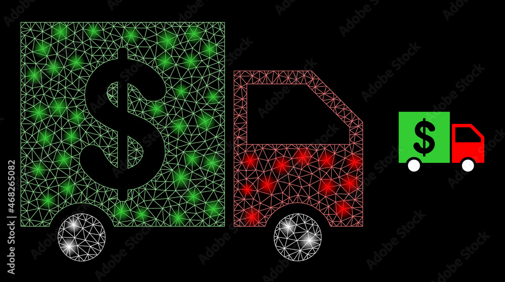 Glossy polygonal mesh web banking delivery icon with glow effect on a ...