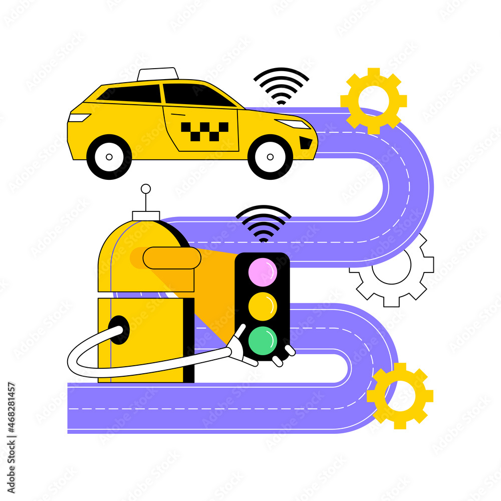 Vetor de Smart roads construction abstract concept vector illustration ...