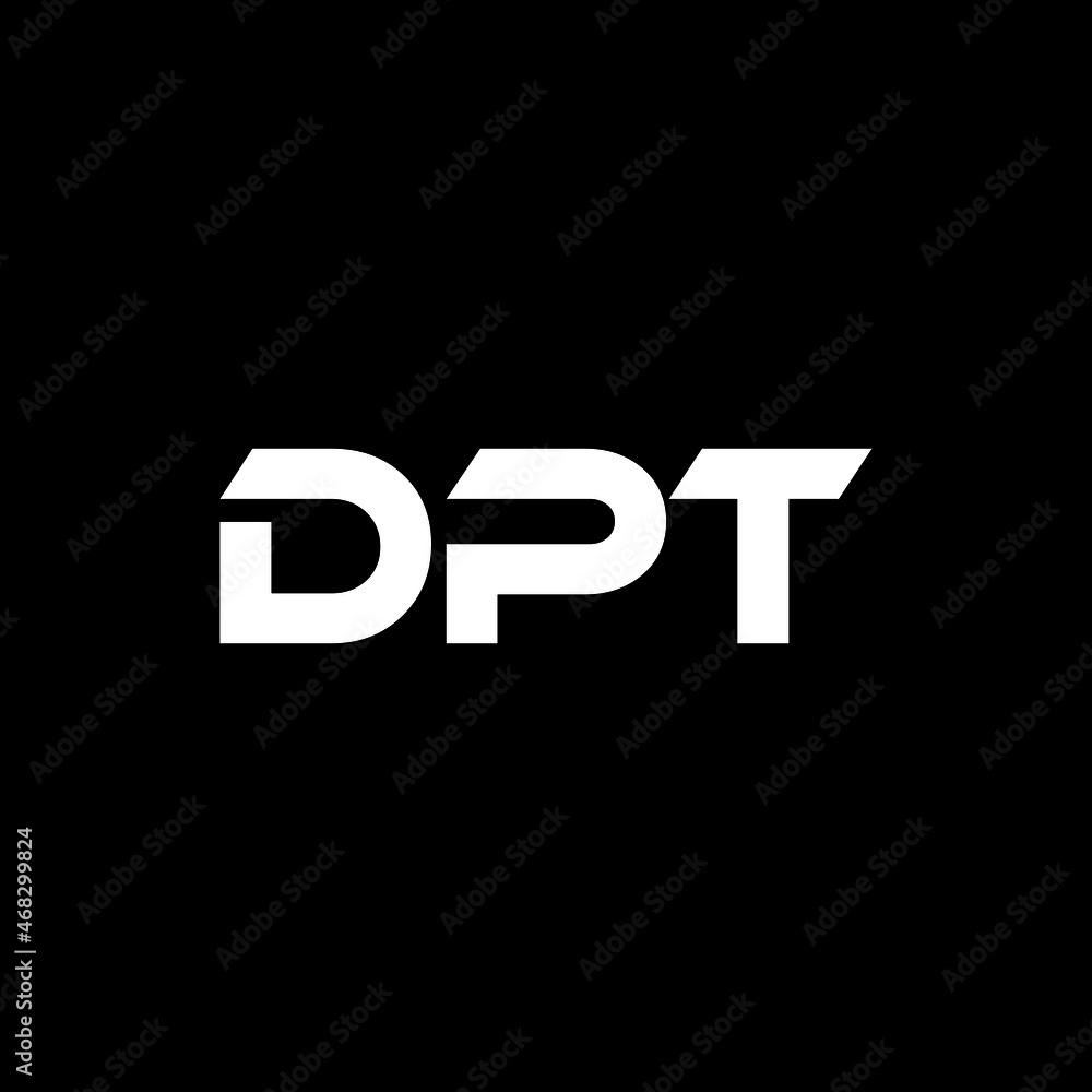 Vecteur Stock DPT letter logo design with black background in ...