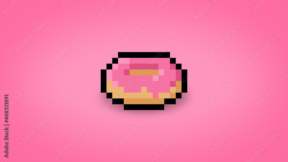 Pink pixel 8 bit donut wallpaper - high res background Stock ...