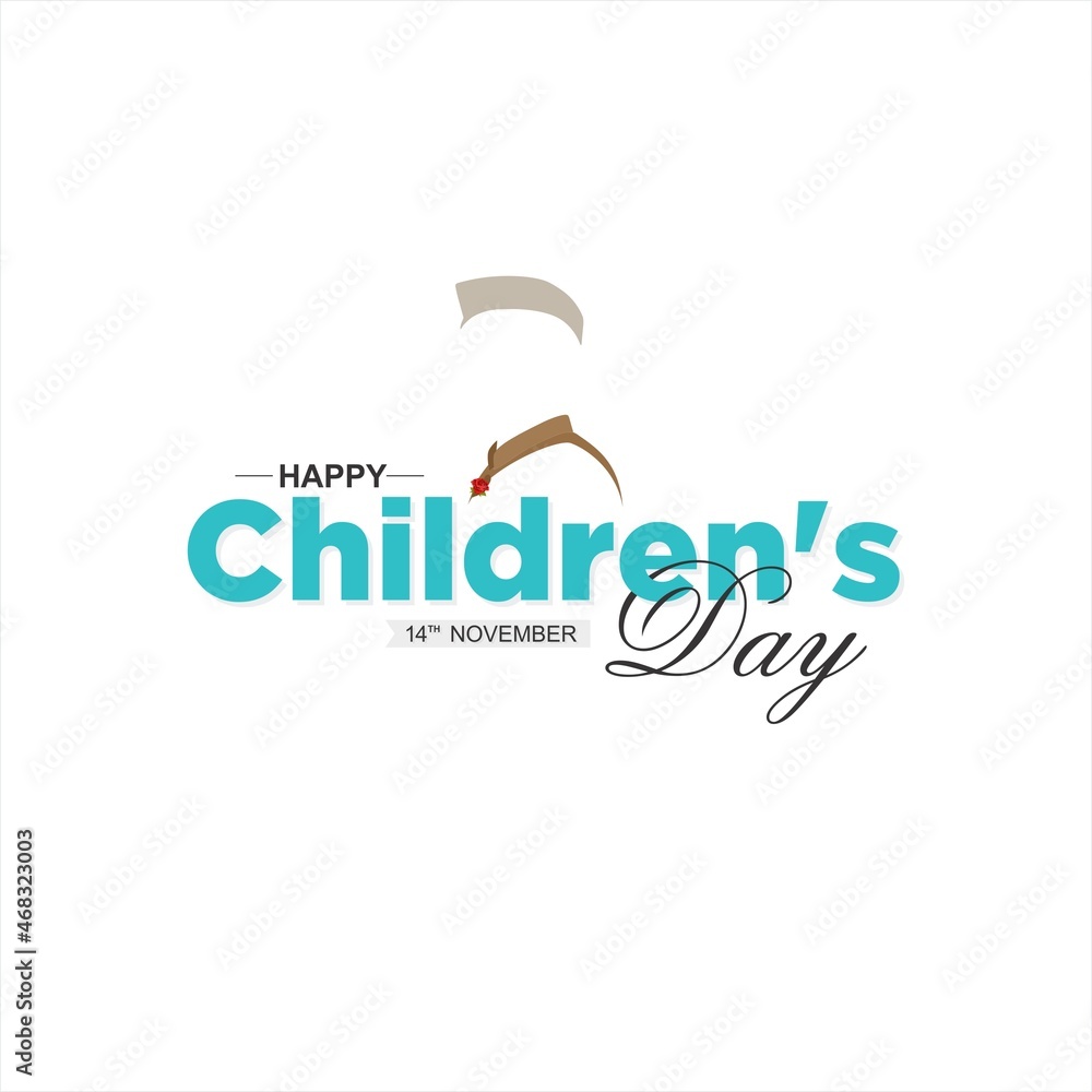 Creative Calligraphy of Happy Childrens Day. 14 November, Birthday of ...