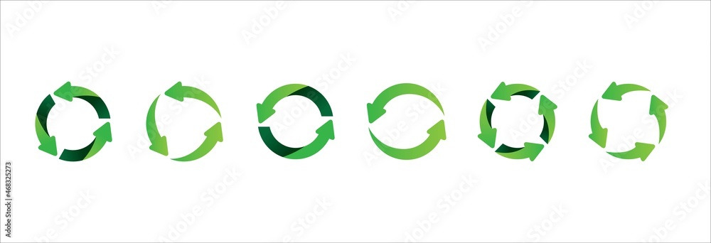 Recycling icon set. Green circle recycle symbol vector icon set ...