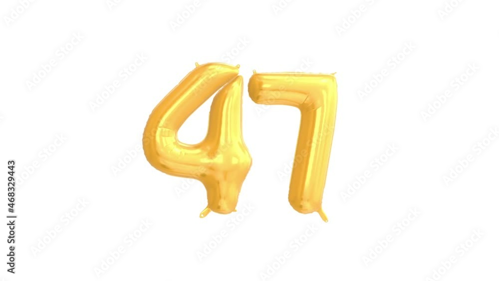Helium Gold Balloon with Number - 47. Loop Animation with Alpha Luma ...