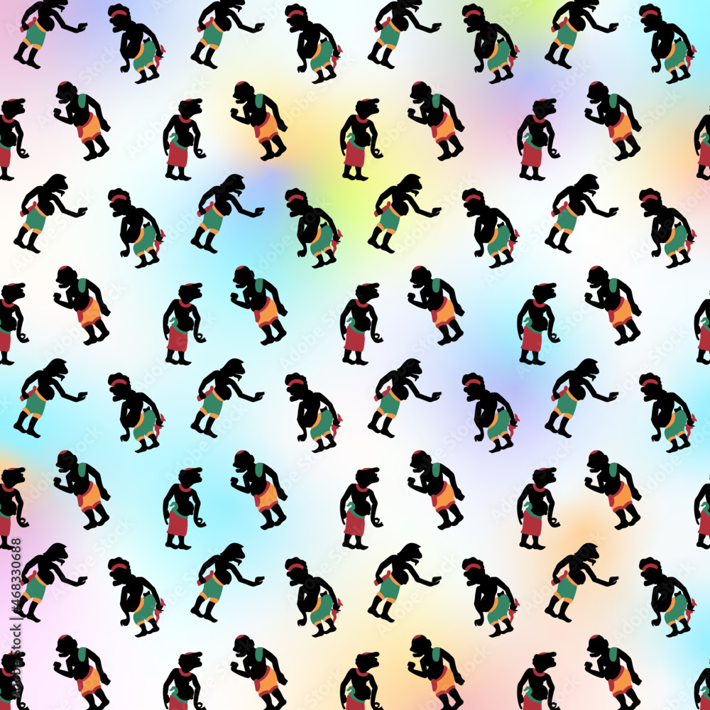 Asian shadow puppet pattern background Stock Vector | Adobe Stock