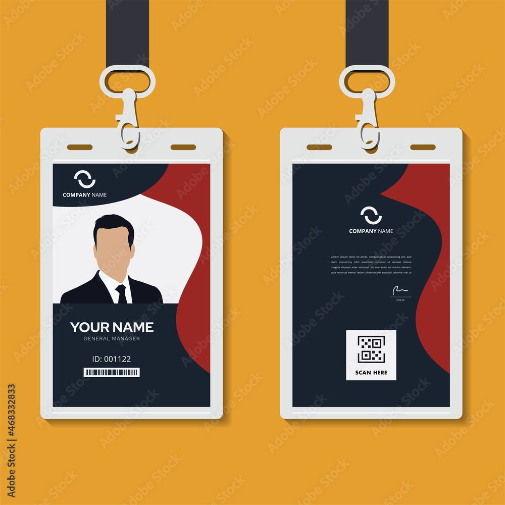 modern identity card design for corporate with mockup. minimal red ID ...