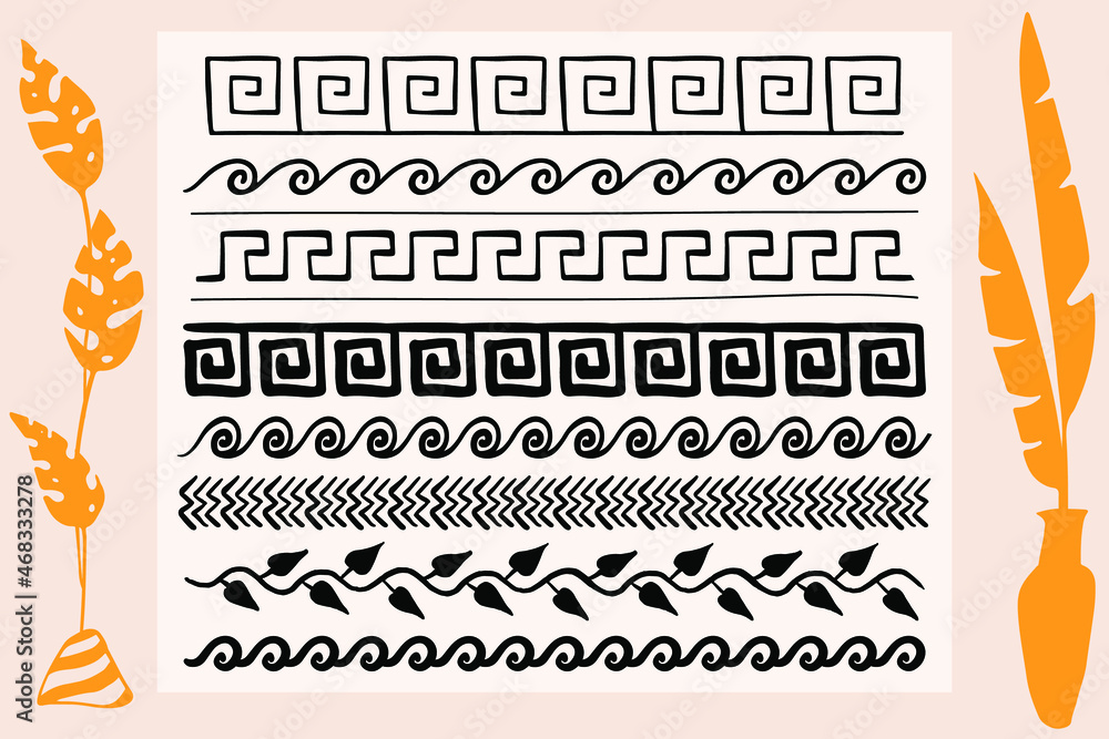 Ancient Greek pattern - seamless set of antique borders from Greece ...