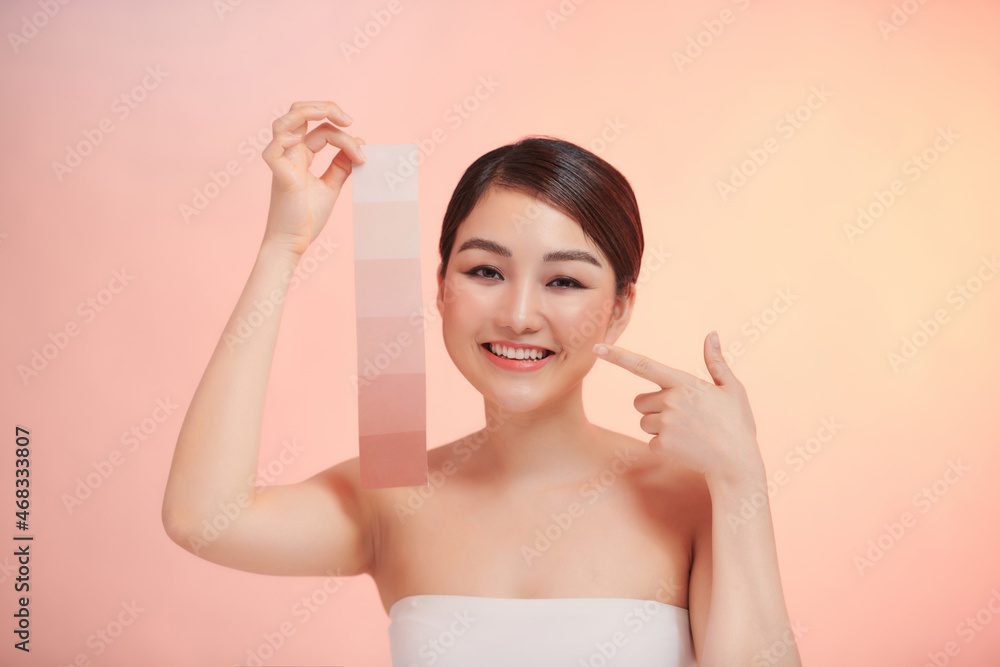 Skin tone woman healthy skin female face with different colors on paper ...