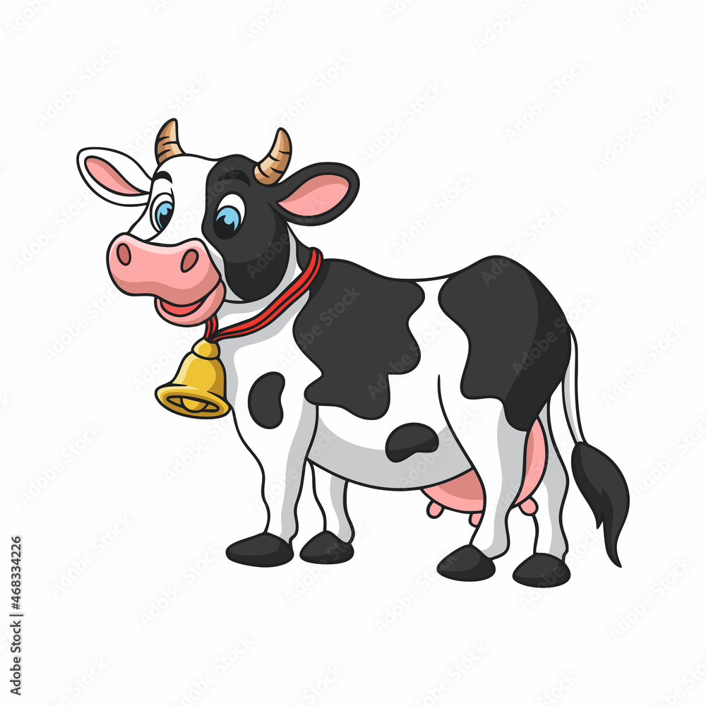 cartoon illustration cool cow Stock Vector | Adobe Stock