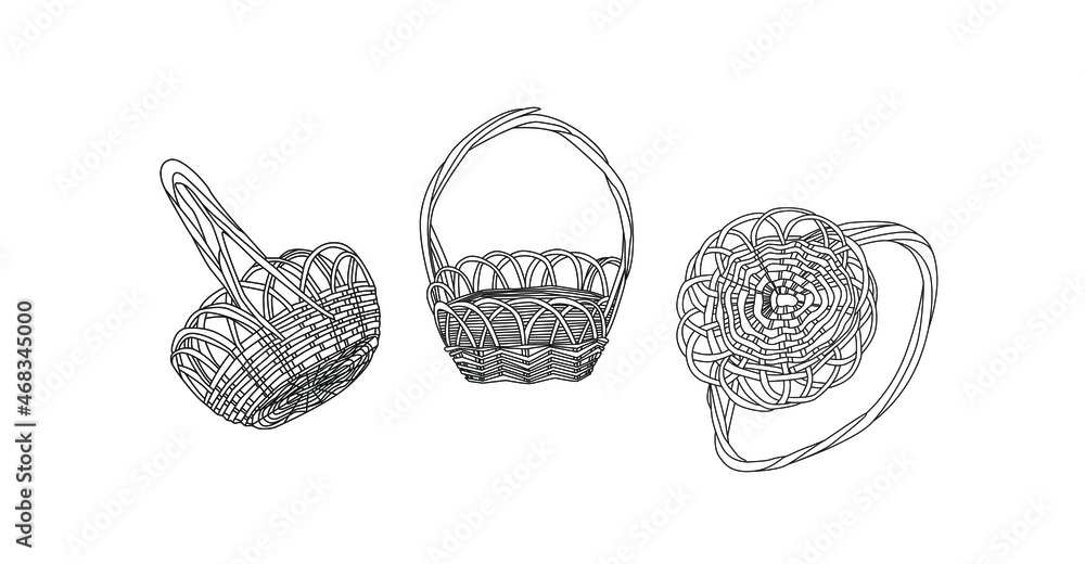 Set of cartoon vector hand drawn abstract baskets. Vector illustration ...