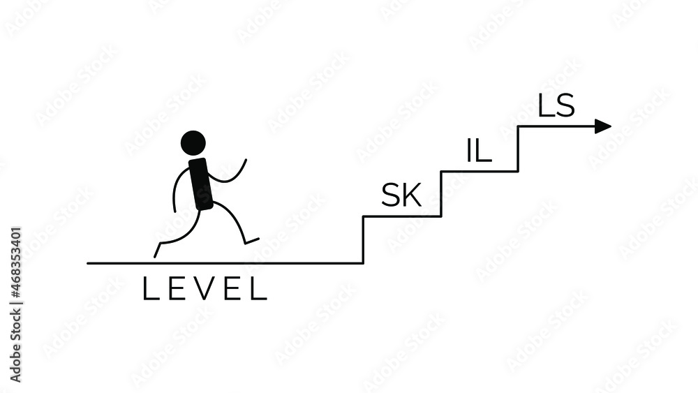 Improving the level of skill. Upstairs. A man walks up the steps ...