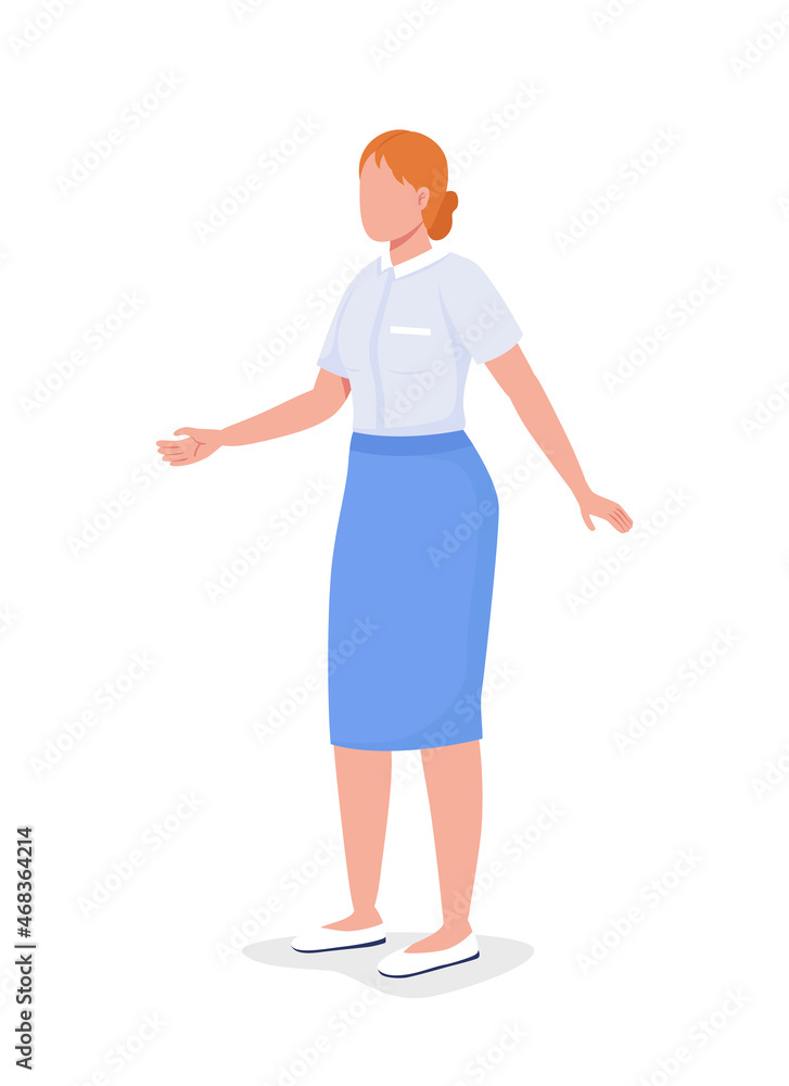 Woman wearing professional attire semi flat color vector character ...