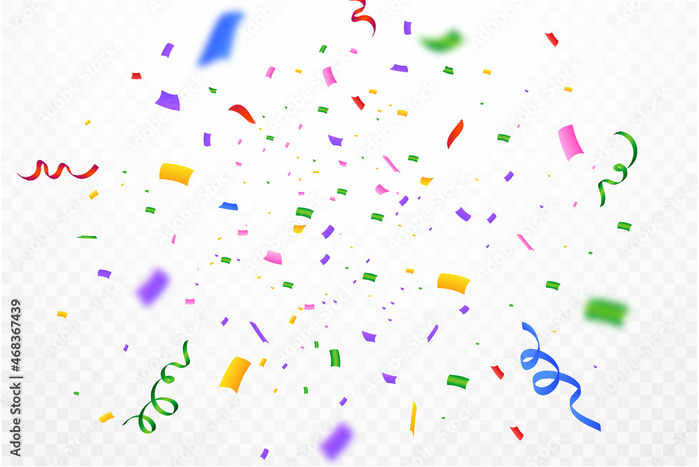 Festival confetti background vector. Realistic celebration confetti ribbon explosion ...