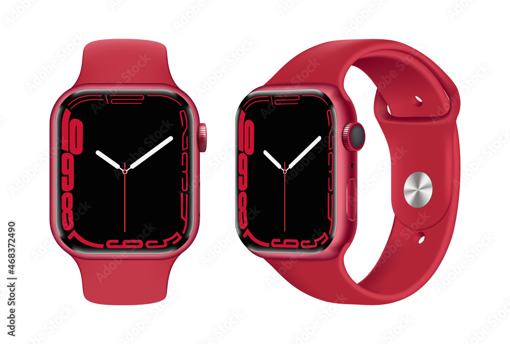 Smart Wrist Watch - Apple Watch 7 series, in front side and sideways ...