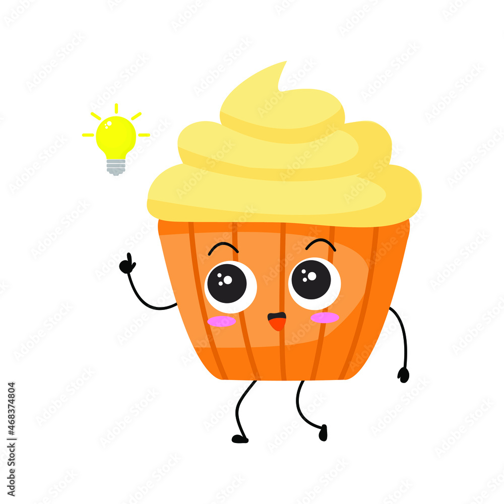 Vector illustration of muffin character with funny expression. Cupcakes ...