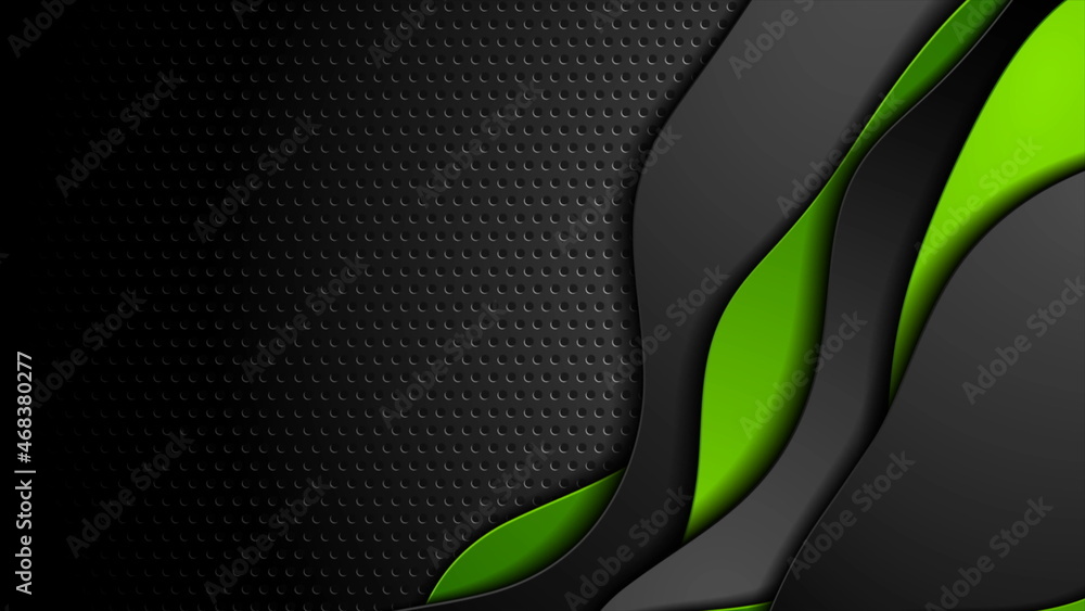 Hi-tech background with green black flowing waves Stock Illustration ...