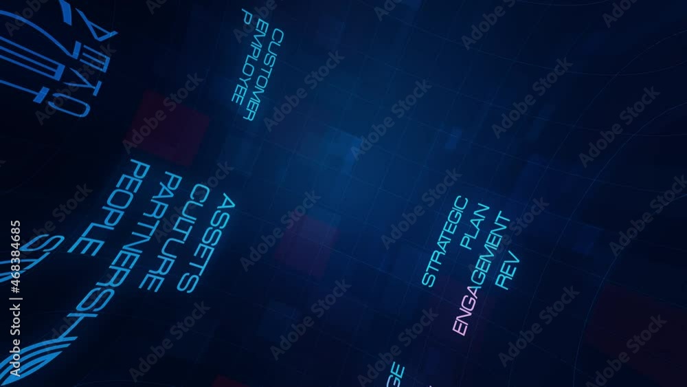 Digital Transformation animated word cloud text design animation. 4K 3D ...