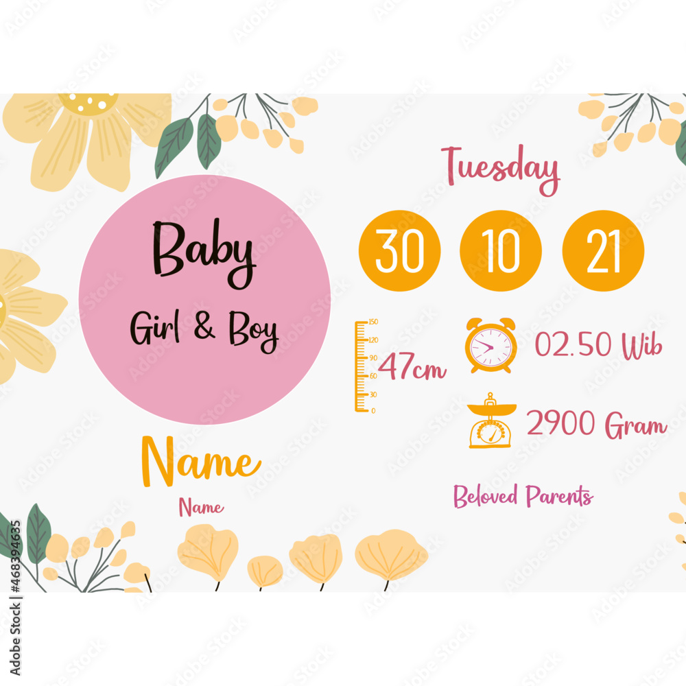 baby boy & girl biography Stock Vector | Adobe Stock