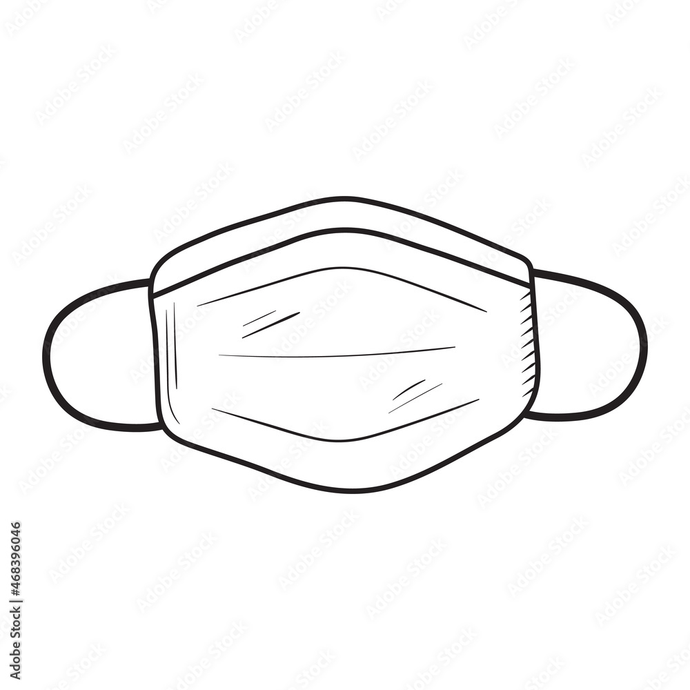 Sketch illustration of medicine mask. Sanitary quarantine rules ...