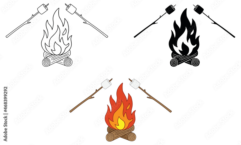 Campfire Roasting Marshmallows Clip Art