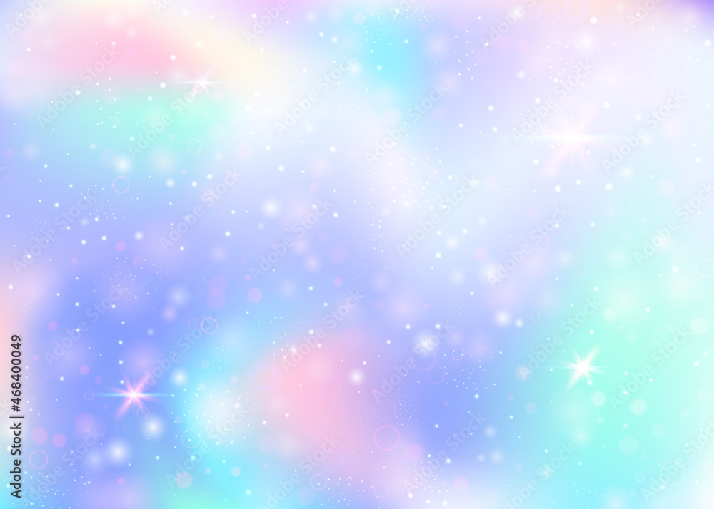 Unicorn background with rainbow mesh. Colorful universe banner in ...