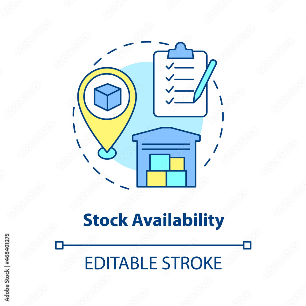 Stock availability concept icon. Monitoring products in warehouse for ...