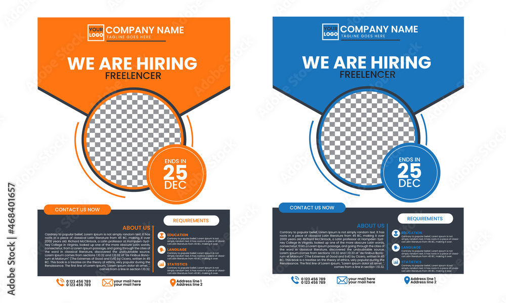 Hiring Flyer Design Stock Vector | Adobe Stock