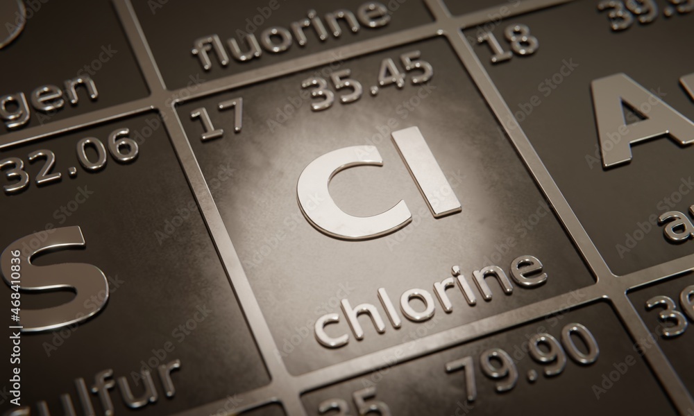 Highlight on chemical element Chlorine in periodic table of elements ...
