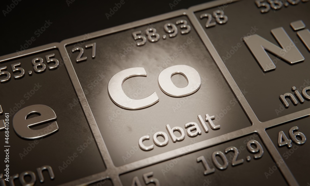 Highlight On Chemical Element Cobalt In Periodic Table Of Elements 3d Rendering Stock