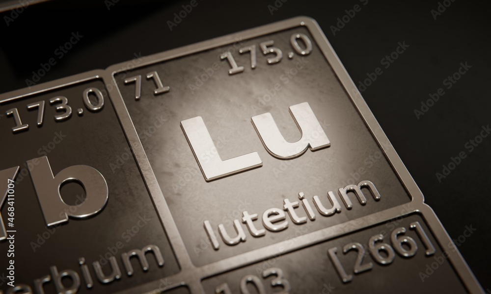 Highlight on chemical element Lutetium in periodic table of elements ...