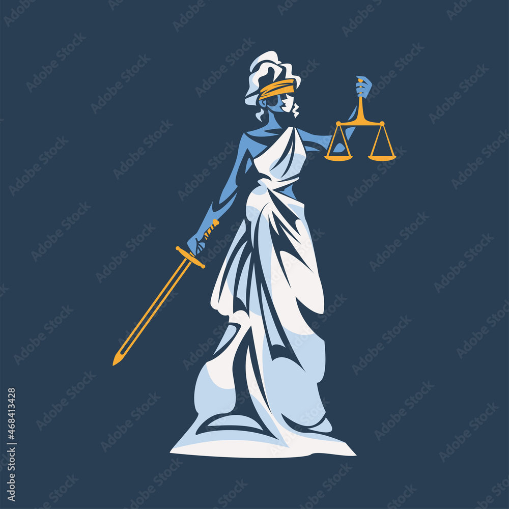 Themis as Ancient Greek Goddess and Lady Justice with Blindfold Holding ...