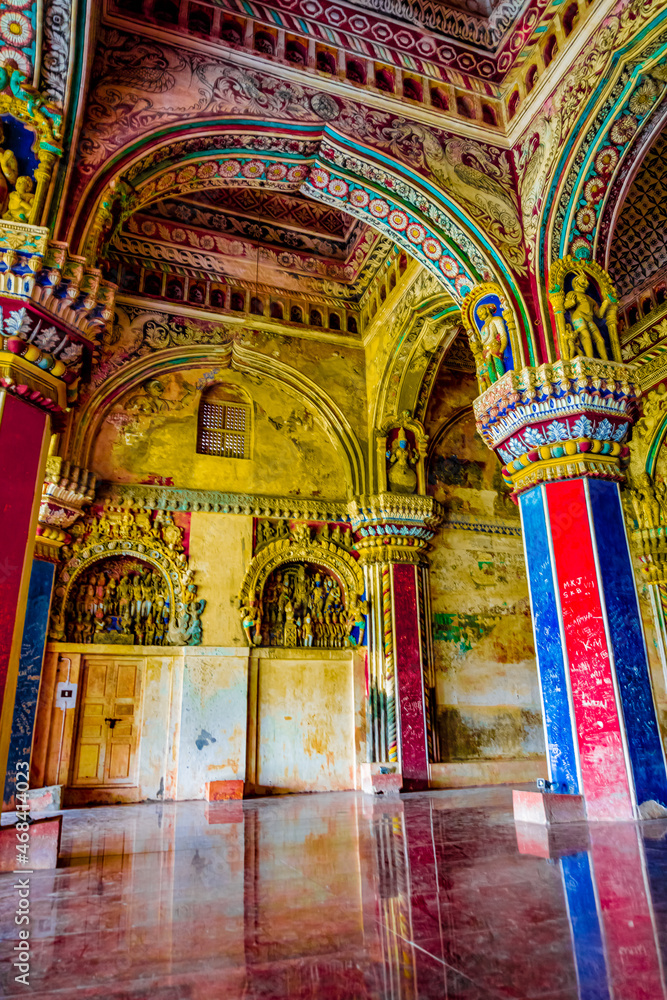 Thanjavur, Tamil Nadu, India - The high arches artworks and colorfully ...