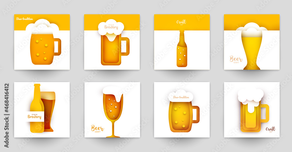Set background templates for beer banner, flyer, card, poster in modern ...