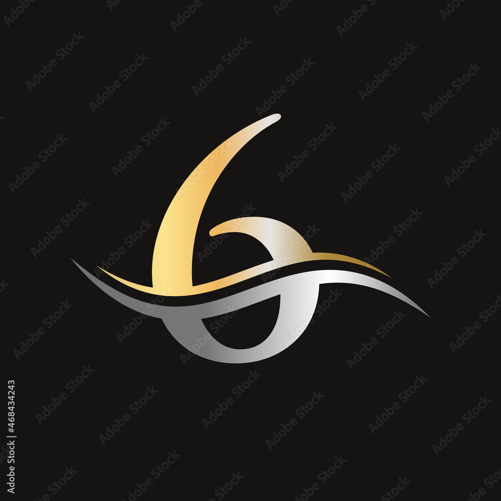Letter 6 Logo Design with water wave concept. 6 letter logo design with ...