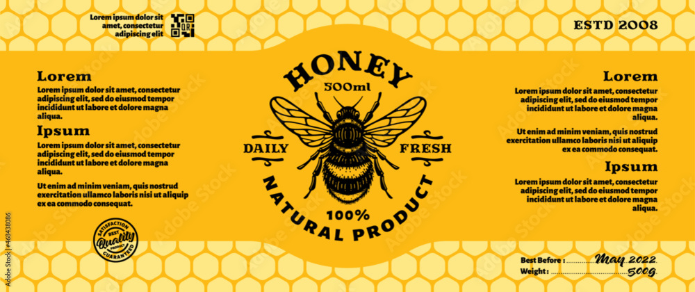 Local Honey Bee Label Template. Abstract Vector Packaging Design Layout ...