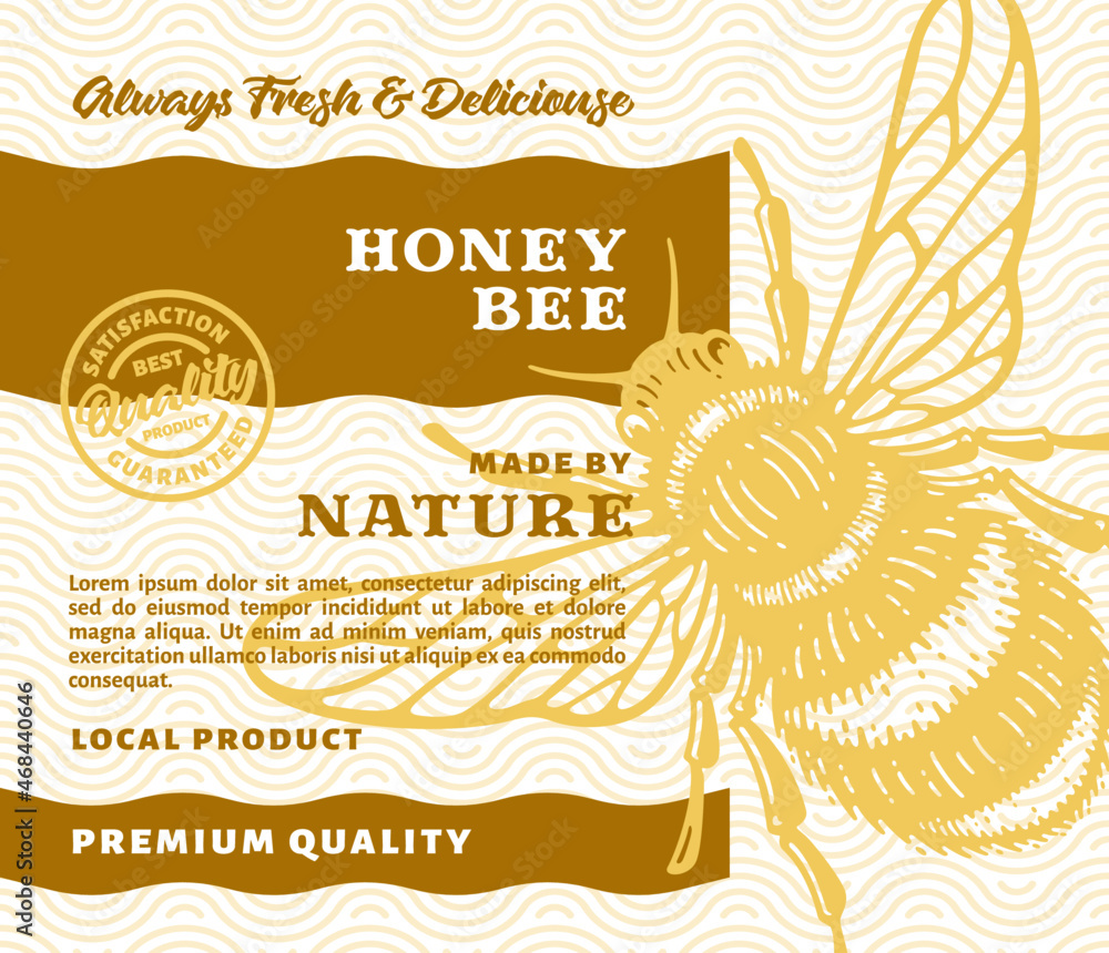 Local Honey Bee Label Template. Abstract Vector Packaging Design Layout ...