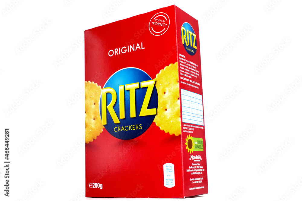 Italy – November 10, 2021: RITZ Crackers. Ritz is a brand introduced by ...