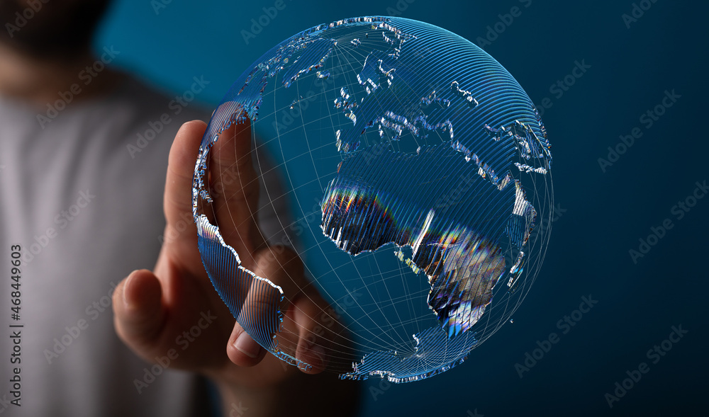 Global telecommunication network around the World with connections ...