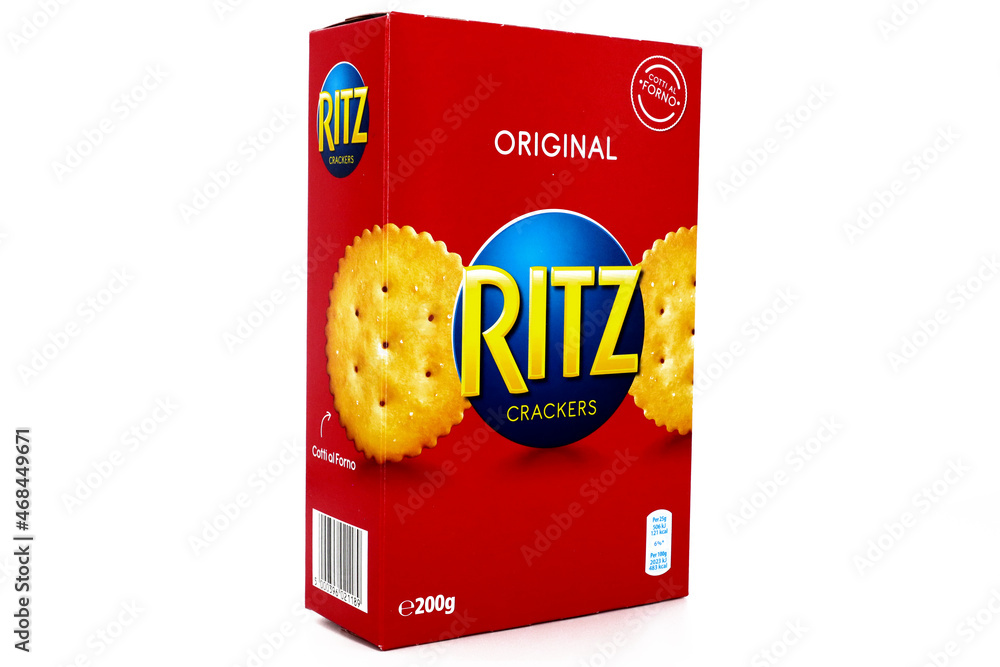 Italy – November 10, 2021: RITZ Crackers. Ritz is a brand introduced by ...