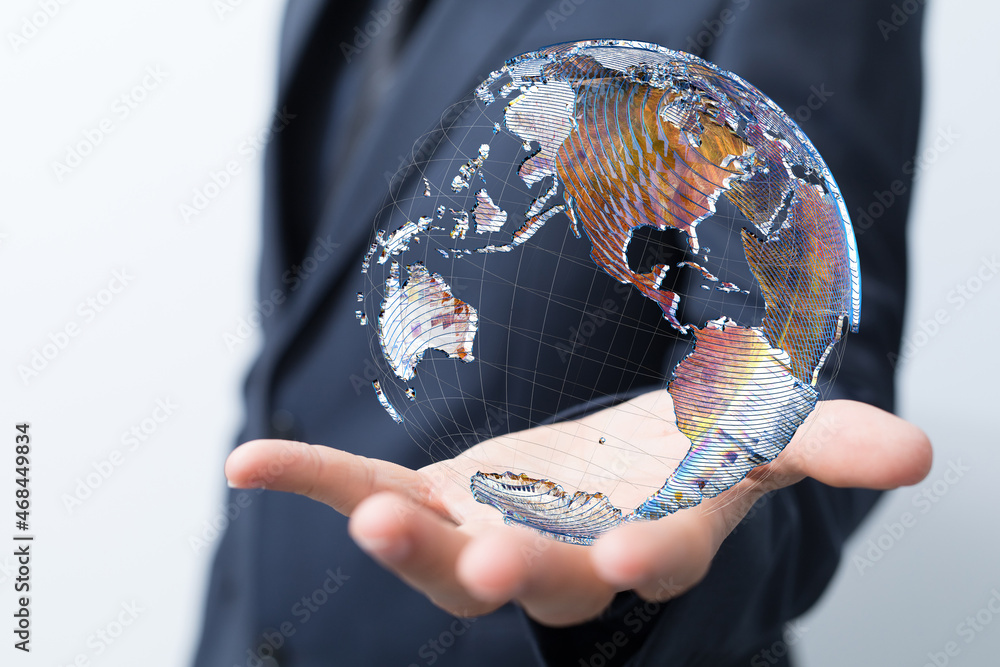 Global telecommunication network around the World with connections ...