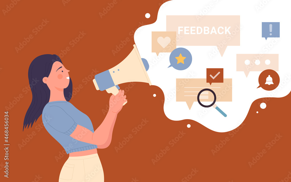 Social media influencer with megaphone vector illustration. Cartoon ...