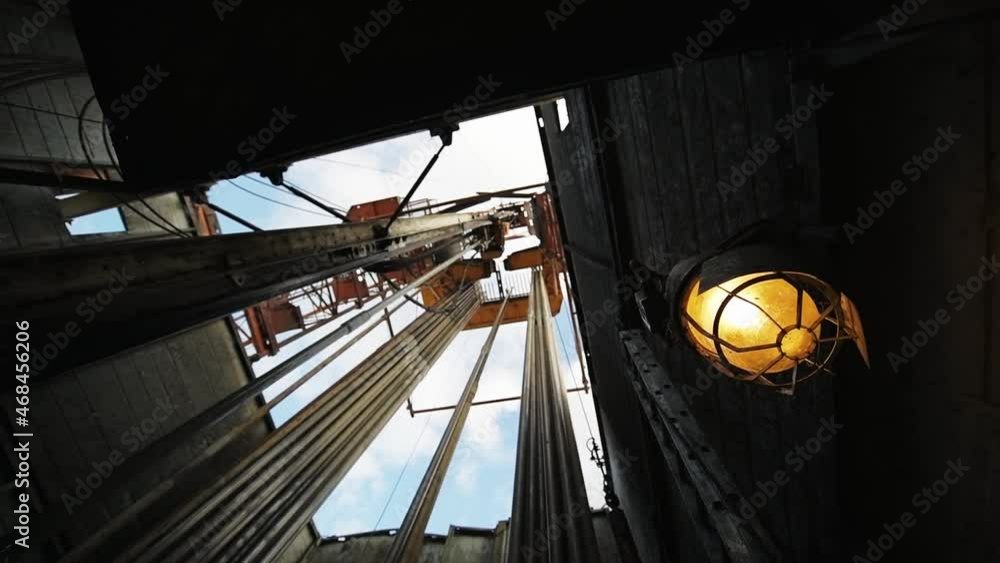 Top Drive System TDS and Derrick of Oil Drilling Rig Stock Video ...