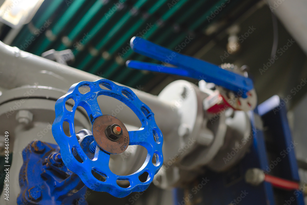 Industrial valves, pipes in modern offshore ship's engine room Stock ...